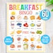 Breakfast Bingo, 60 Printable Breakfast Bingo Cards, Breakfast Bingo ...