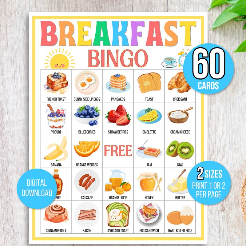 Printable Breakfast Bingo - Etsy