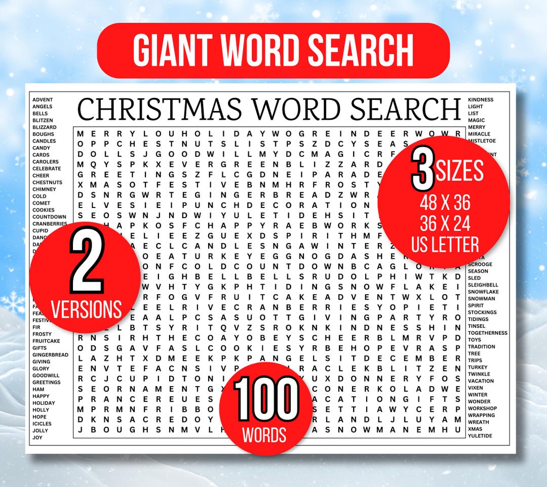 Giant Christmas Word Search, Giant Word Search, Giant Word Find ...