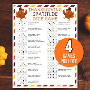 Thanksgiving Dice Game, Thanksgiving Gratitude Dice Games, Thanksgiving ...