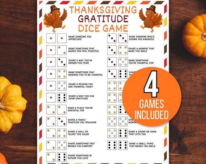 Thanksgiving Dice Game, Thanksgiving Gratitude Dice Games, Thanksgiving ...
