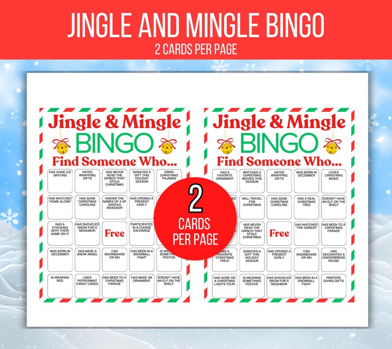 Jingle and Mingle Bingo, Get to Know You Christmas Bingo, Christmas ...