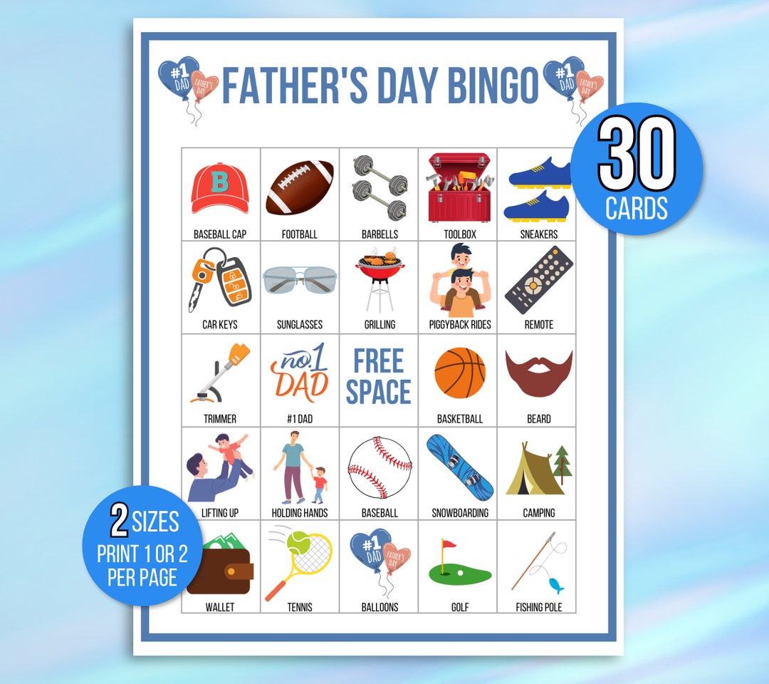 Printable Father's Day Bingo, 30 Father's Day Bingo Cards, Father's Day ...