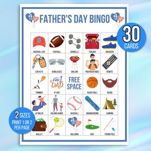 Printable Father's Day Bingo, 30 Father's Day Bingo Cards, Father's Day ...
