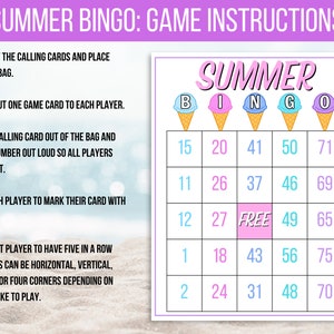 Summer Bingo, 50 Summer Bingo Cards, Summer Party Bingo, Summer Game ...