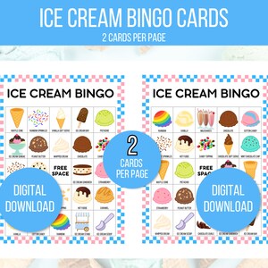 Ice Cream Bingo, 50 Printable Ice Cream Bingo Cards, Ice Cream Birthday ...