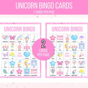 Unicorn Bingo, 30 Printable Unicorn Bingo Cards, Unicorn Birthday ...