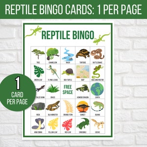 Reptile Bingo, 30 Printable Reptile Bingo Cards, Reptile Party Game ...