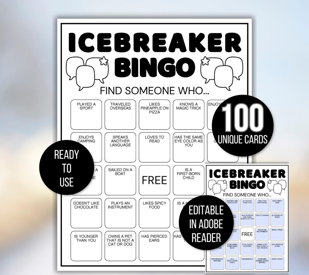 Icebreaker Bingo, Editable Icebreaker Bingo, Find Someone Who Bingo ...