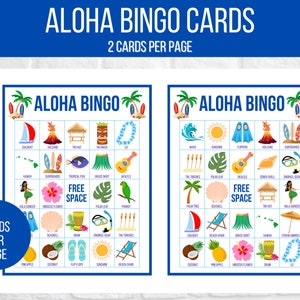 Aloha Bingo Luau Bingo Hawaiian Bingo 30 Printable Luau - Etsy