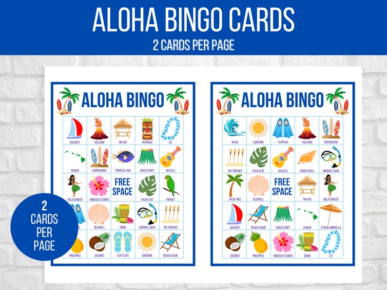 Aloha Bingo Luau Bingo Hawaiian Bingo 30 Printable Luau - Etsy