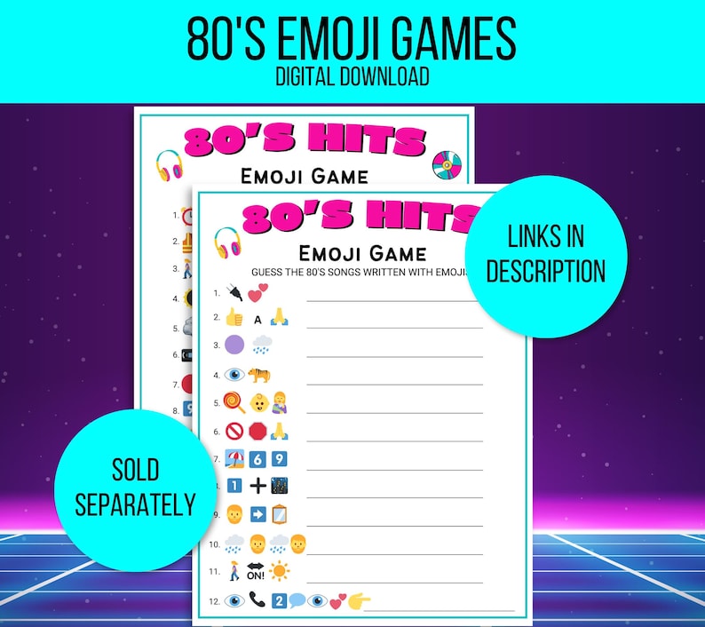 80s Bingo, 80s Song Bingo, 80s Music Bingo, 80s Retro Bingo, 50 ...
