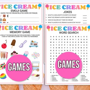 Ice Cream Party Games Bundle, Ice Cream Games, Ice Cream Activities ...