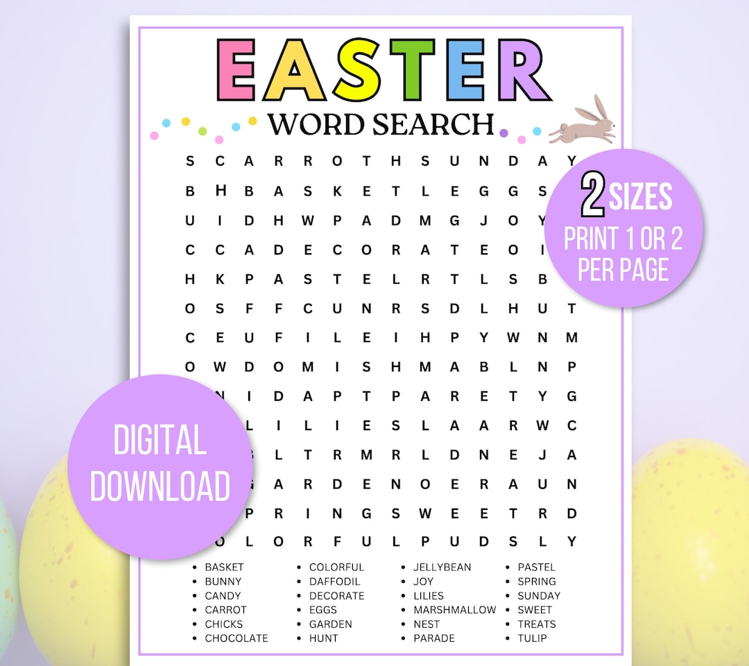 Easter Word Search, Fun Easter Game, Printable Easter Game, Easter Game ...