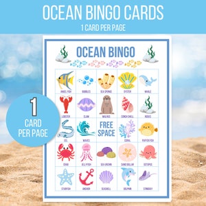 Ocean Bingo, Under the Sea Bingo, 30 Printable Ocean Bingo Cards, Ocean ...