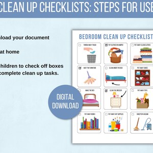Kids Cleaning Checklist With Pictures, Kids Tidying Checklists, Kids ...