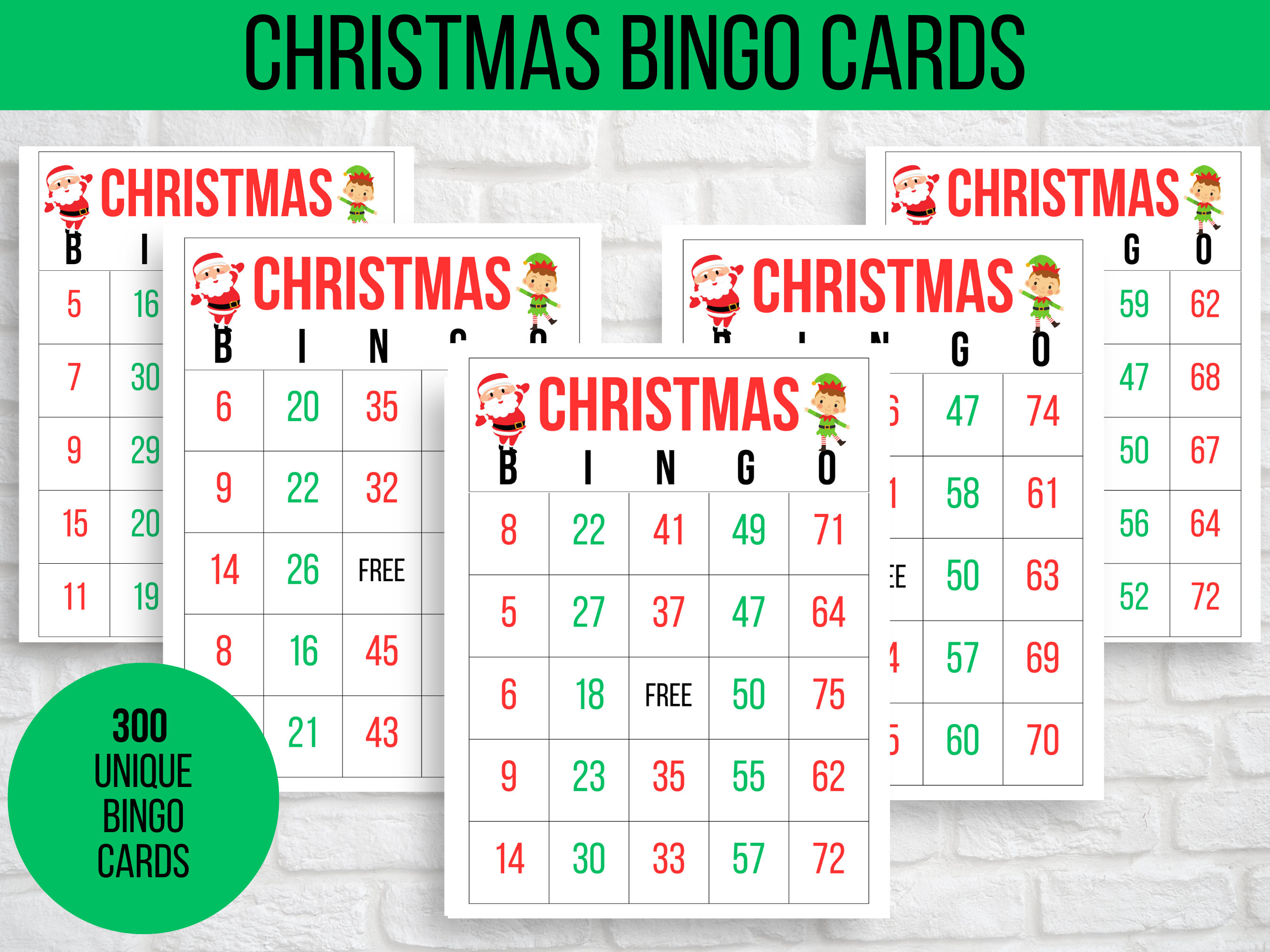 300 cartes de bingo de Noël 1 2 ou 4 par page jeu de fête - Etsy France