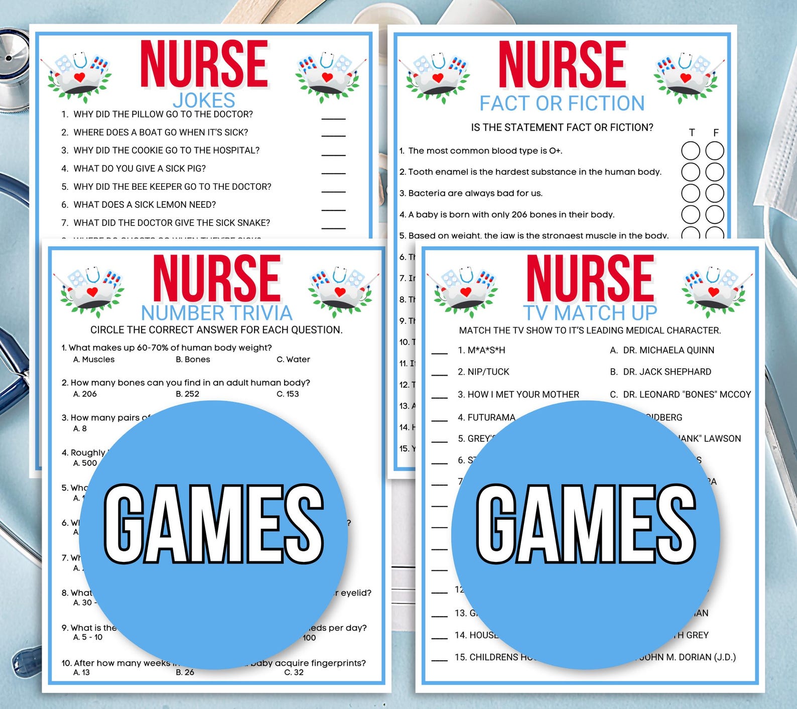 Nurse Games Bundle, Nurse Trivia Games, Nurse Games Trivia Bundle ...