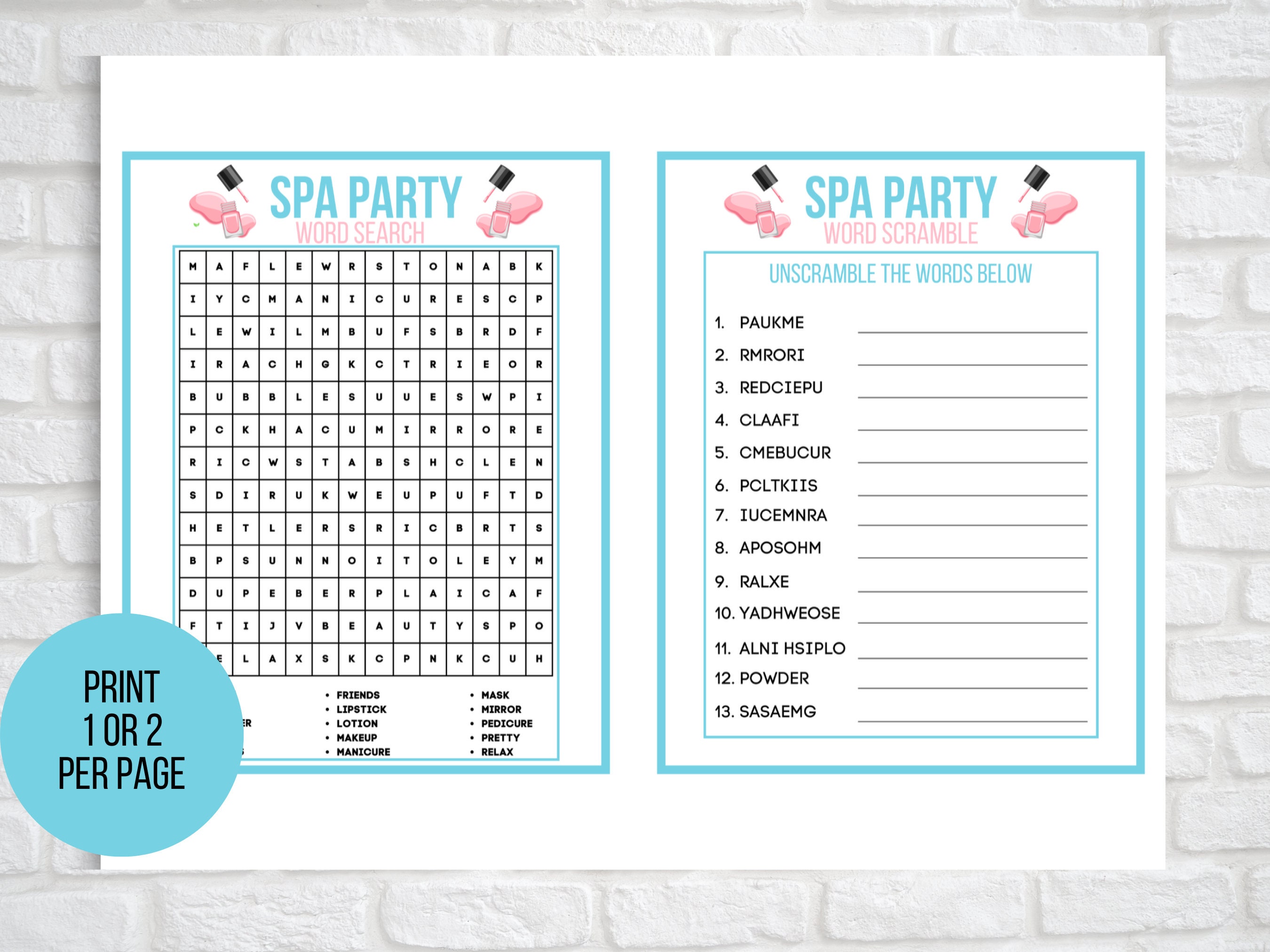 Spa Party Games Printable Spa Party Activities Girls Spa - Etsy Australia