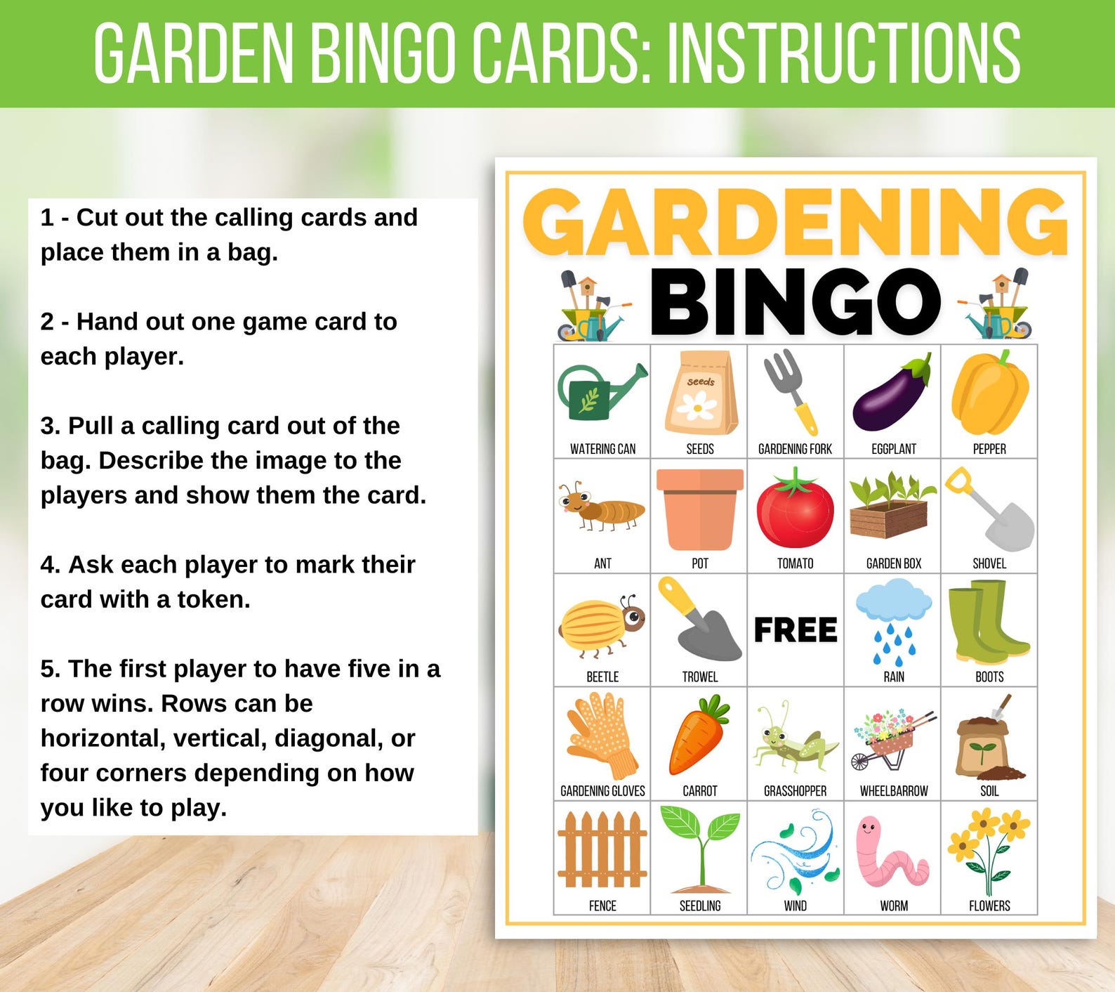 Garden Bingo, Spring Bingo, Garden Game, Garden Activity, Garden ...