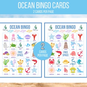 Ocean Bingo, Under the Sea Bingo, 30 Printable Ocean Bingo Cards, Ocean ...