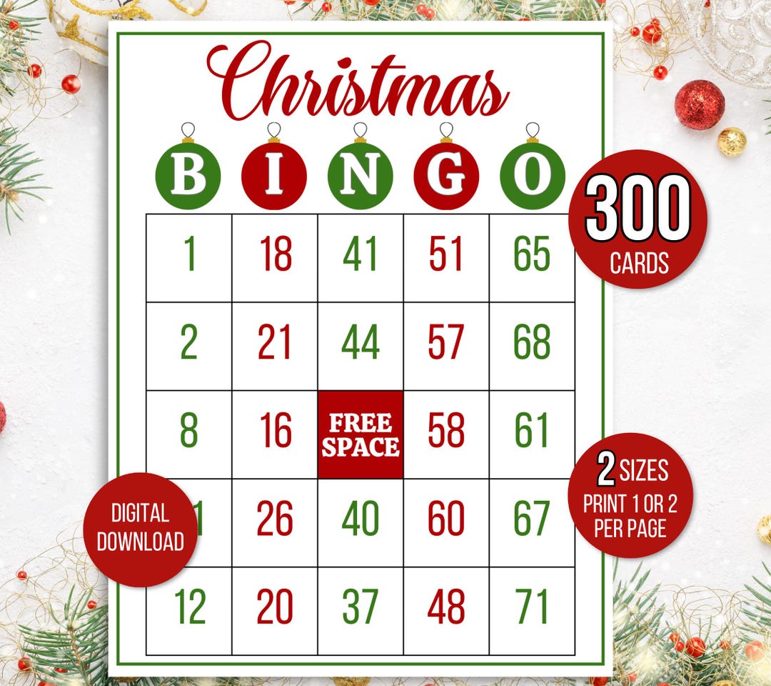 Christmas Bingo, 300 Christmas Bingo Cards, Christmas Games, Christmas ...