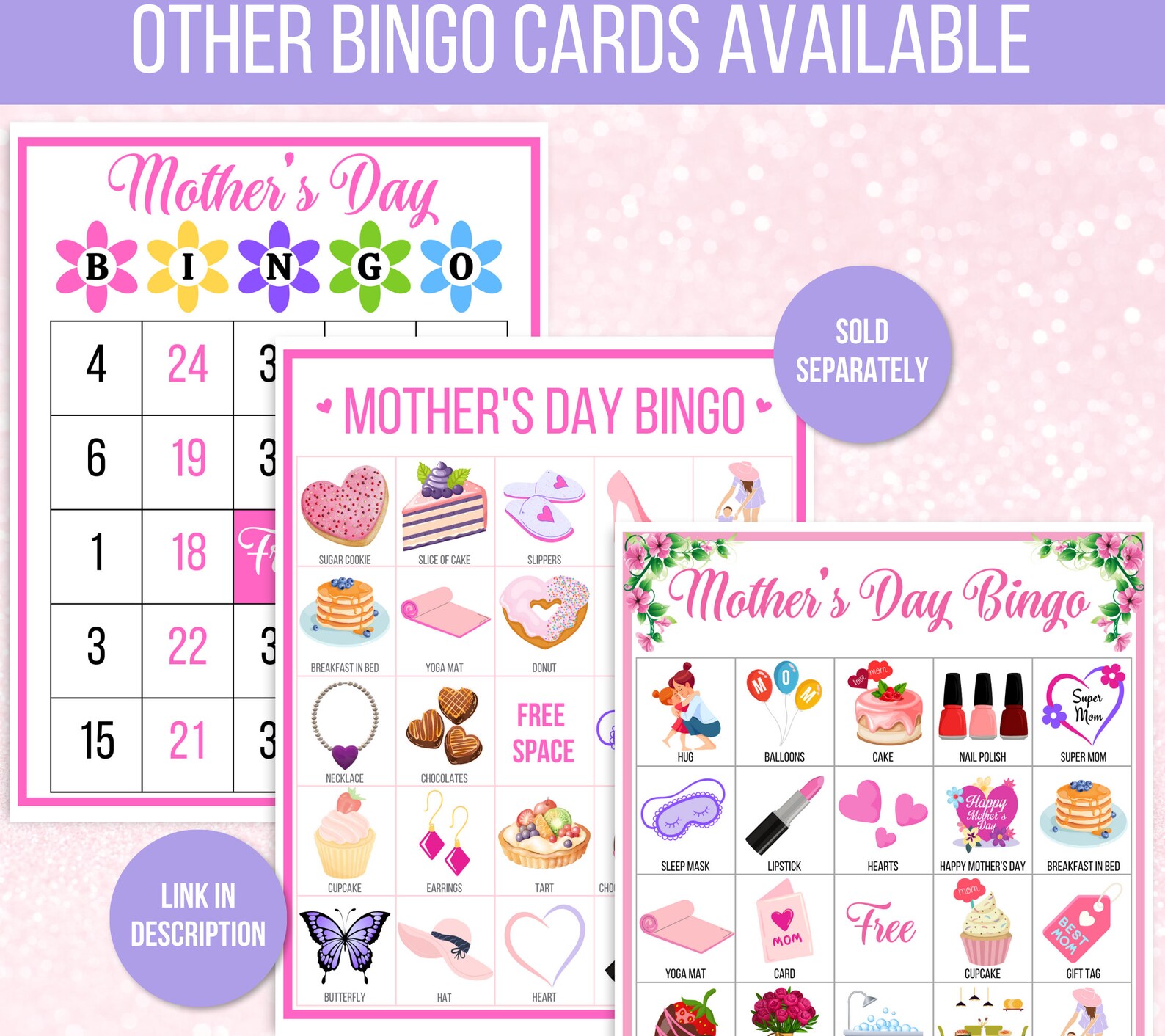 Mother's Day Bingo, 200 Mother's Day Bingo Cards, Mother's Day Activity ...