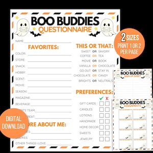 Halloween Boo Buddy Questionnaire, Boo Buddies Printable, Printable Boo ...