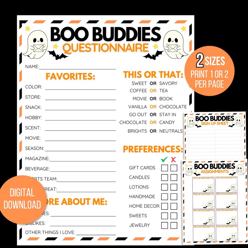 Boo Basket Questionnaire - Etsy