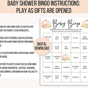 60 Fall Baby Shower Bingo Cards, Fall Baby Shower Games, Little Pumpkin ...