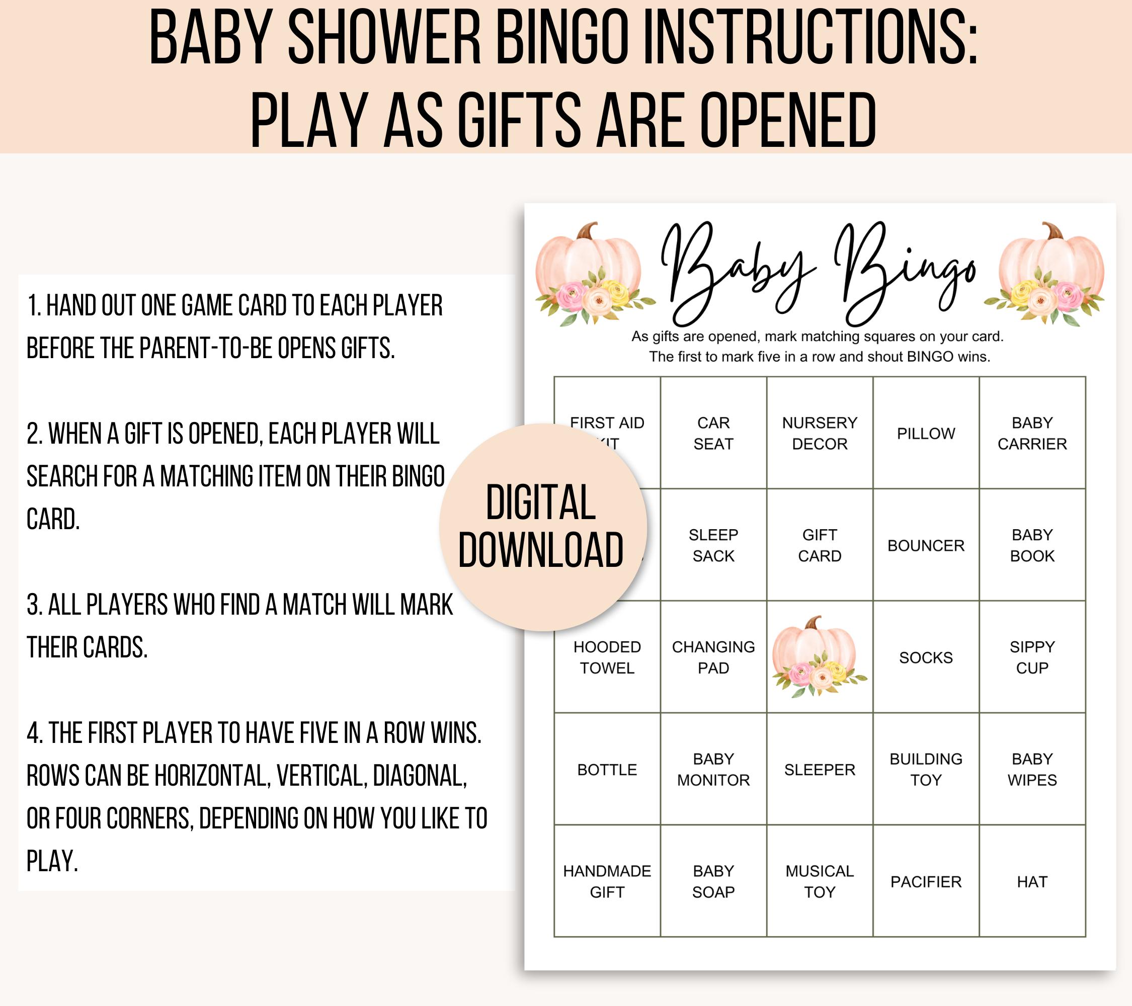 60 Fall Baby Shower Bingo Cards, Fall Baby Shower Games, Little Pumpkin ...