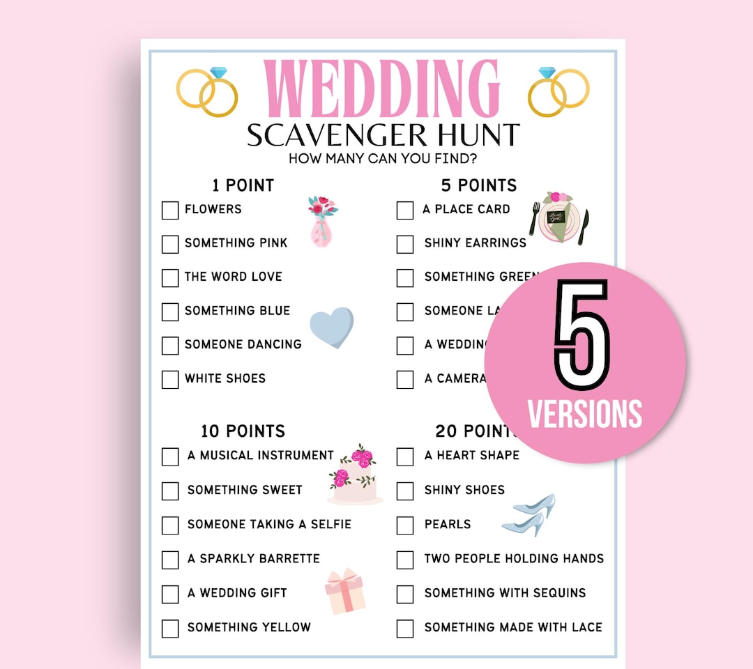 Wedding Treasure Hunt, Wedding Scavenger Hunt, Wedding Scavenger Hunt ...
