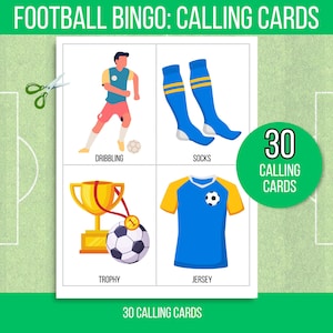 Football Bingo, 30 Football Bingo Cards, Soccer Game, Soccer Activity ...