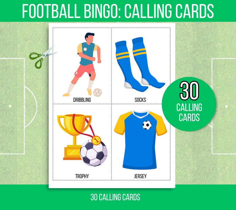 Football Bingo, 30 Football Bingo Cards, Soccer Game, Soccer Activity ...