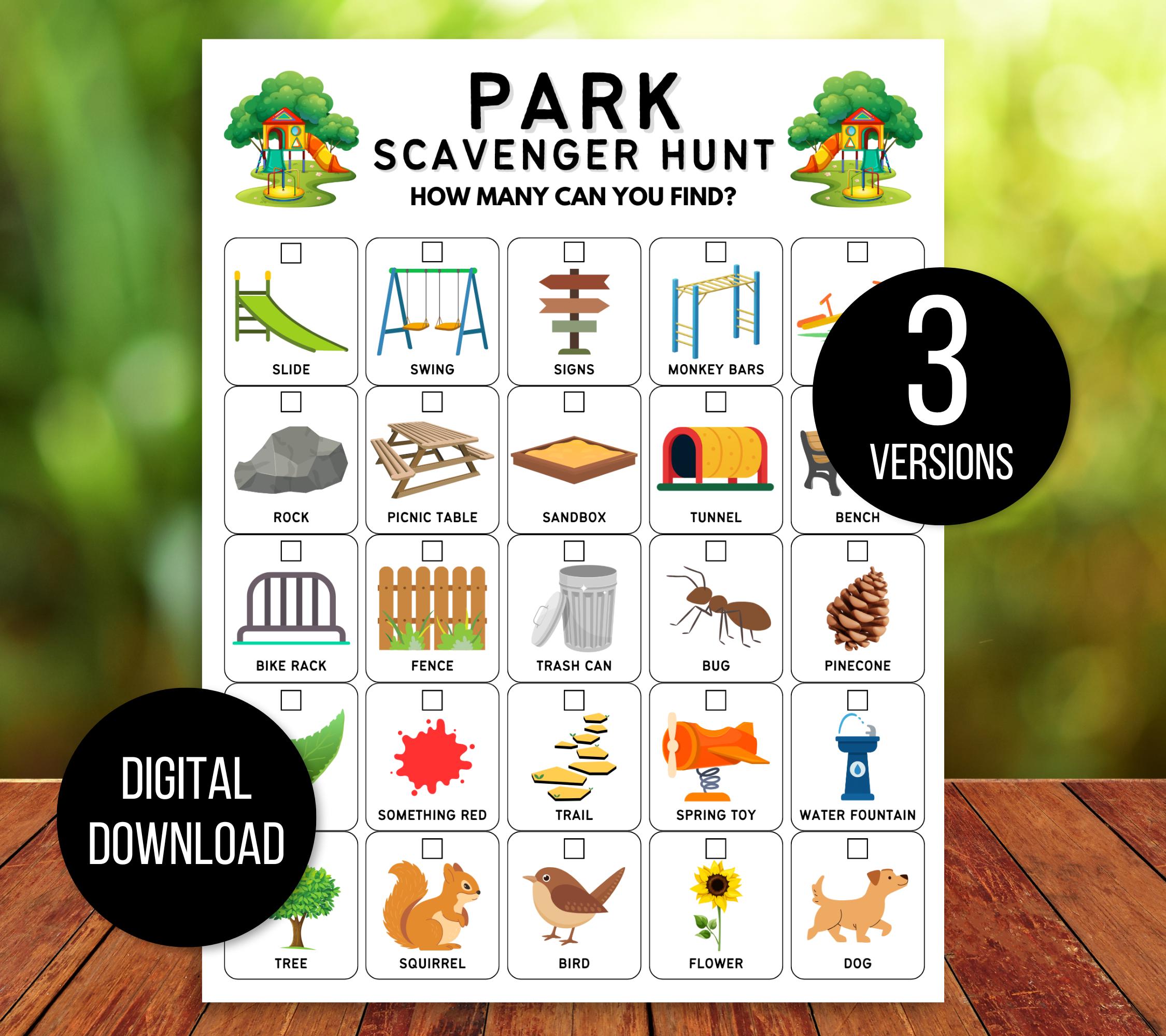 Park Scavenger Hunt for Kids, Outdoor Park Scavenger Hunt, Park ...