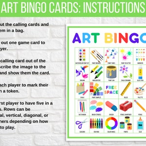 Art Bingo, 30 Printable Art Bingo Cards, Art Game, Art Party Game, Art ...