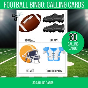 Football Bingo, 30 Printable Football Bingo Cards, Football Game ...