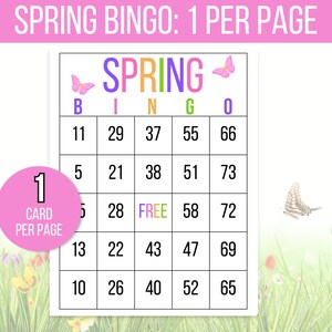 100 Spring Bingo Cards, 1, 2, or 4 per Page, Spring Party Game, Spring ...