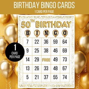 Birthday Bingo, 80 50th Birthday Bingo Cards, 50th Birthday Game, Happy ...