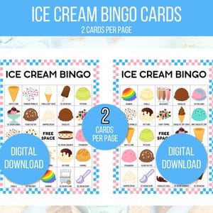 Ice Cream Bingo, 50 Printable Ice Cream Bingo Cards, Ice Cream Birthday ...