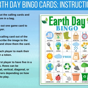 Earth Day Bingo, Earth Day Game, Earth Day Party Activity, Earth Day ...