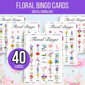 Flower Bingo, Spring Bingo, Garden Bingo, 40 Printable Flower Bingo ...