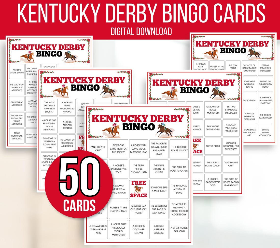 Kentucky Derby Watch Party Bingo, Kentucky Derby Bingo Cards, Kentucky ...