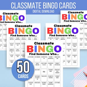 Classmate Bingo, Get to Know You Bingo, Find Someone Who Bingo, Find ...