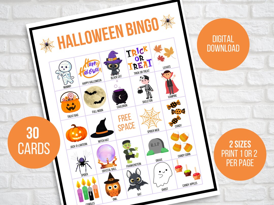 Halloween Bingo 30 Halloween Bingo Cards Halloween Activity - Etsy