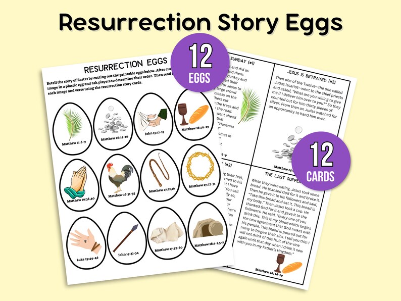 Printable Easter Story, Resurrection Story Cards, Resurrection Eggs ...