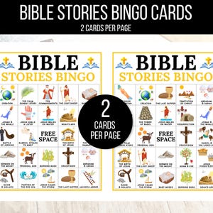 Bible Bingo, Bible Stories Bingo, 50 Bible Bingo Cards, Bible Activity ...