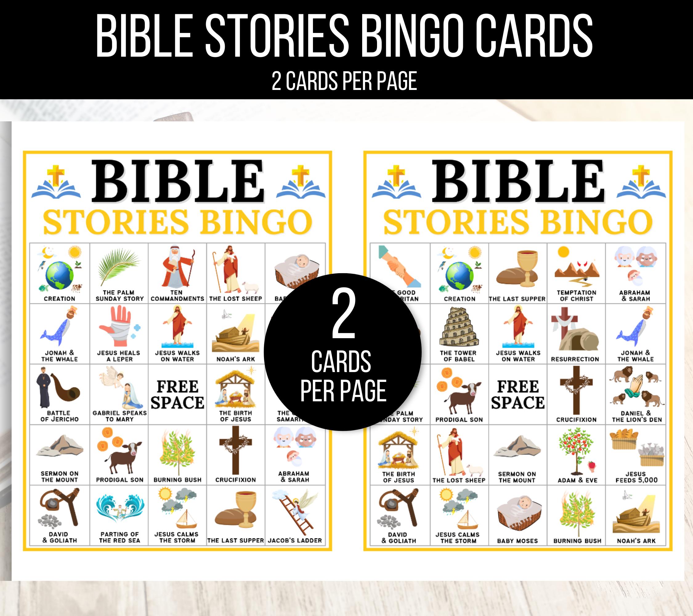 Bible Bingo, Bible Stories Bingo, 50 Bible Bingo Cards, Bible Activity ...
