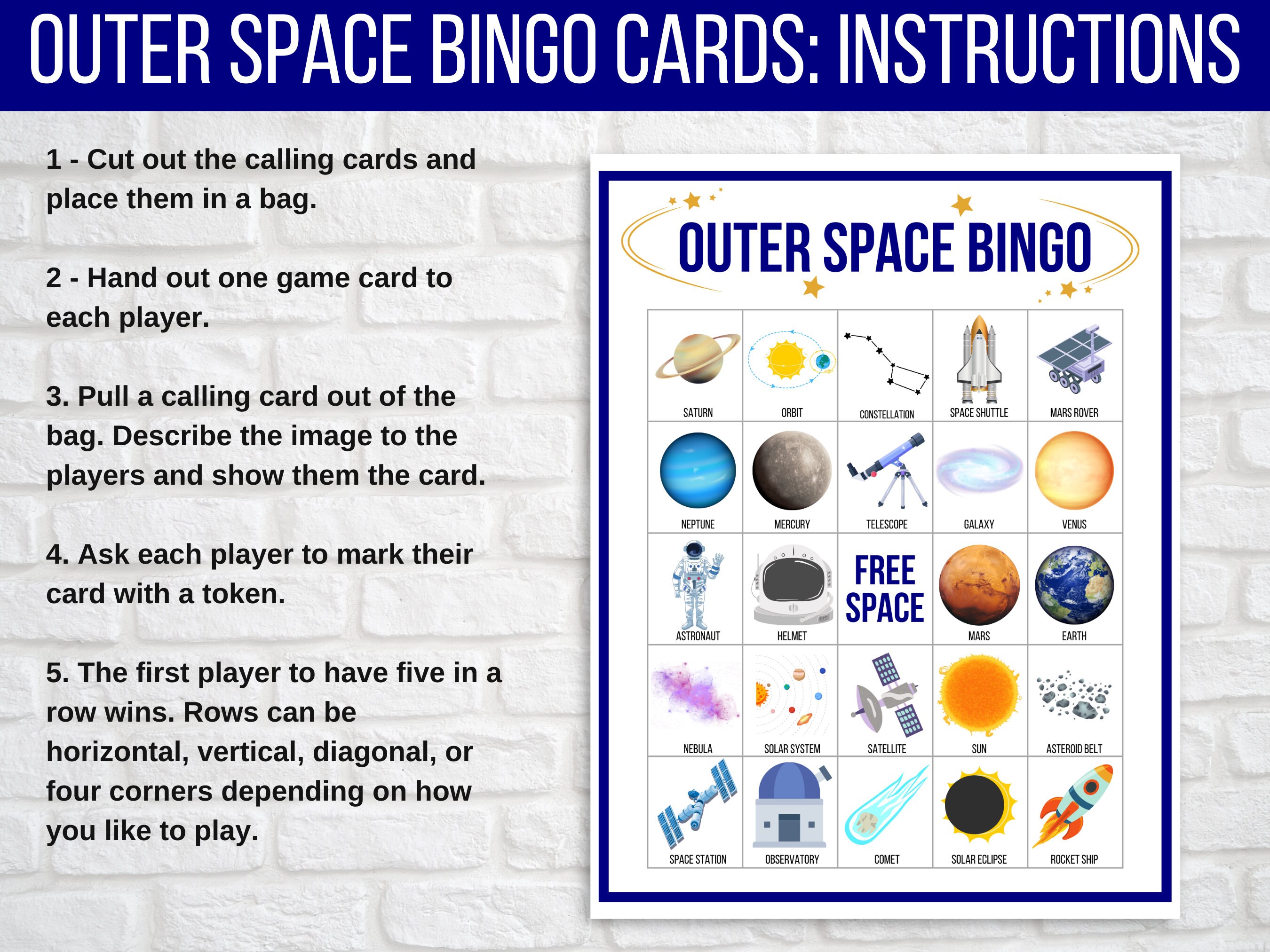 Outer Space Bingo Solar System Bingo Astronomy Bingo 40 - Etsy UK