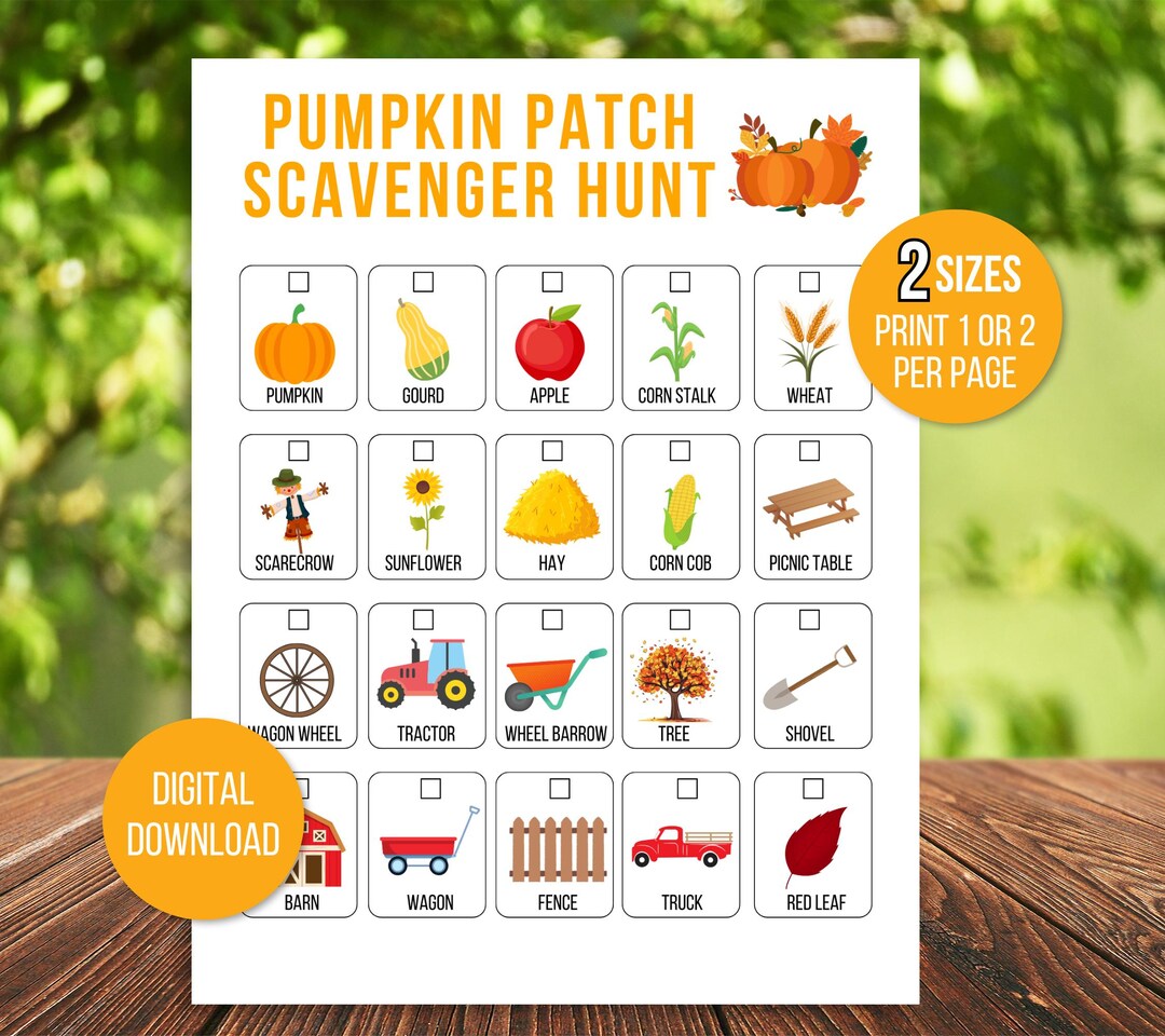 Pumpkin Patch Scavenger Hunt for Kids, Nature Scavenger Hunt, Pumpkin ...